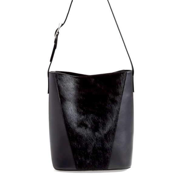 Vince | Bags | Vince Modern V Bucket Bag With Leather And Calf Hair ...